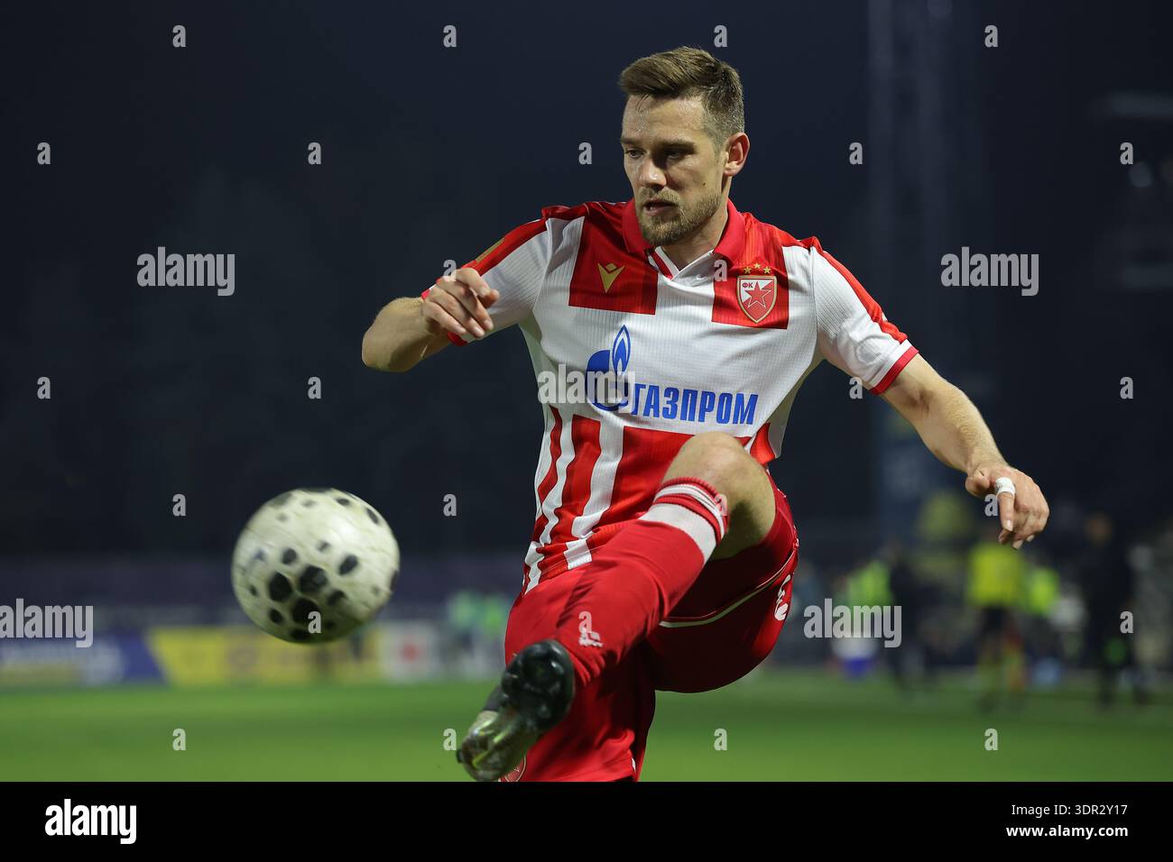 Pancevo, Serbia. 14th Feb, 2026. Crvena Zvezda's Timi Max Elsnik during ...