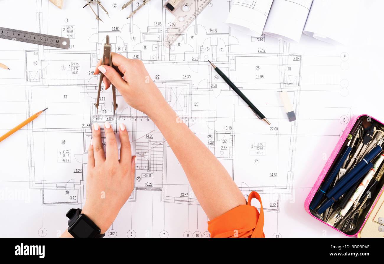 Collection drafting tools plans hi-res stock photography and images - Alamy