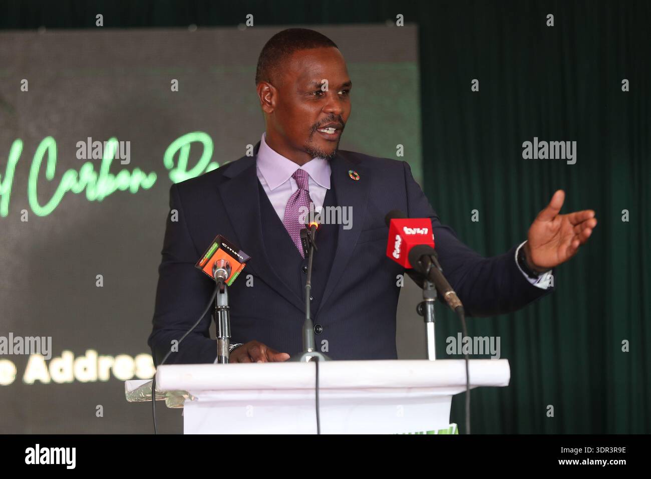 Kenya's Environment Principal Secretary Festus Ng’eno speaks during the ...