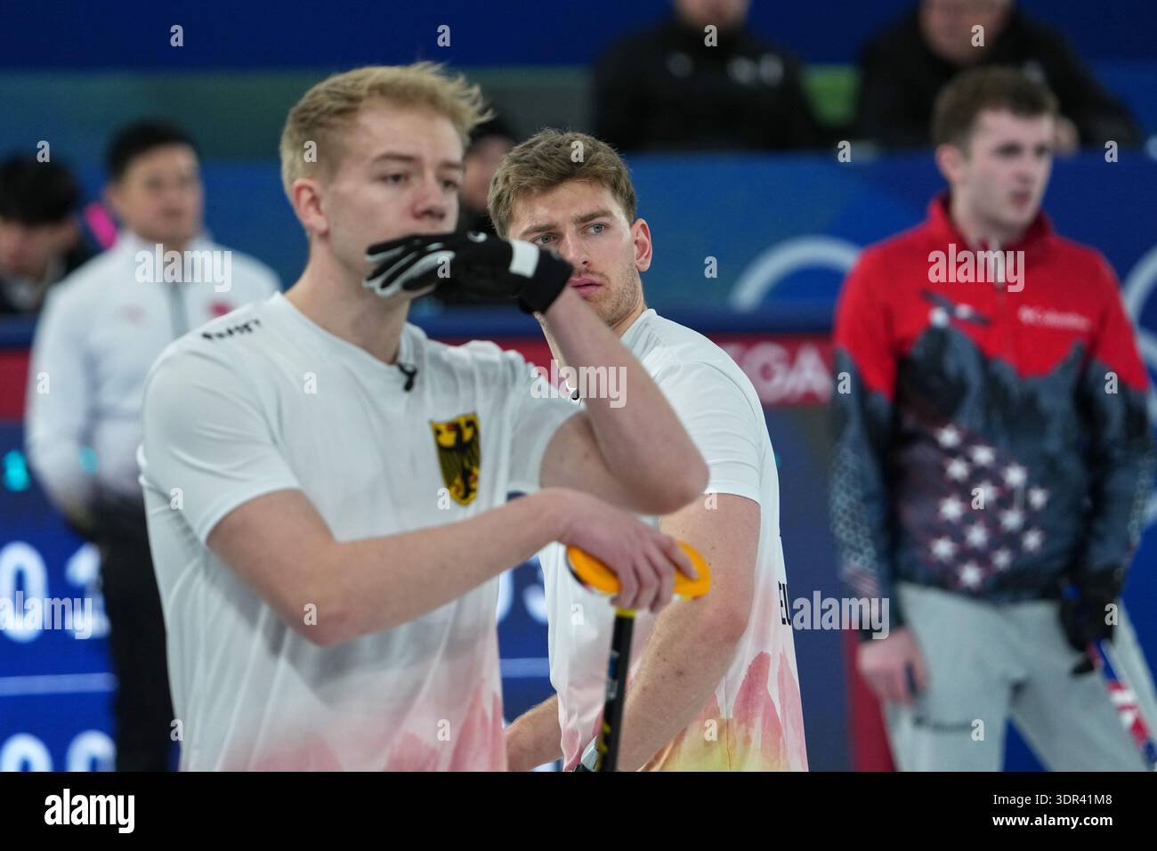Germany's Johannes Scheuerl and Felix Messenzehl react during the men's ...