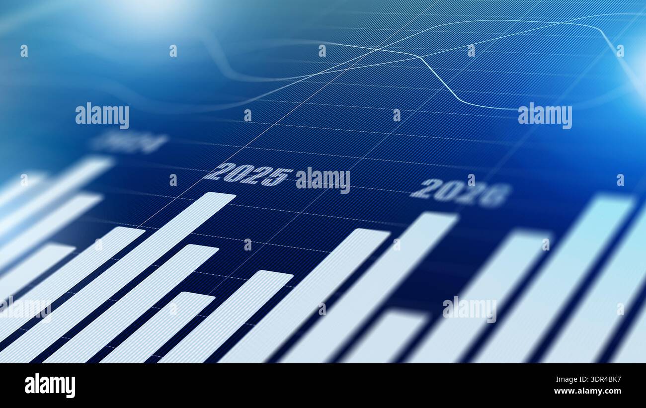 Data chart shows trends from 2024 to 2028 with bar graphs and line ...