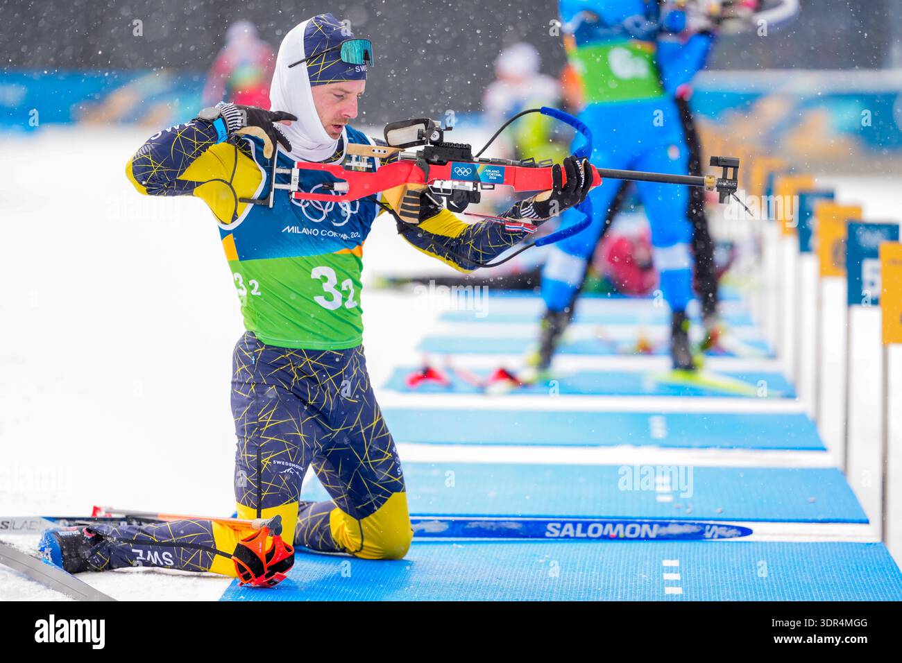 Anterselva, Italy 20260217. Jesper Nelin from Sweden during the warm-up ...