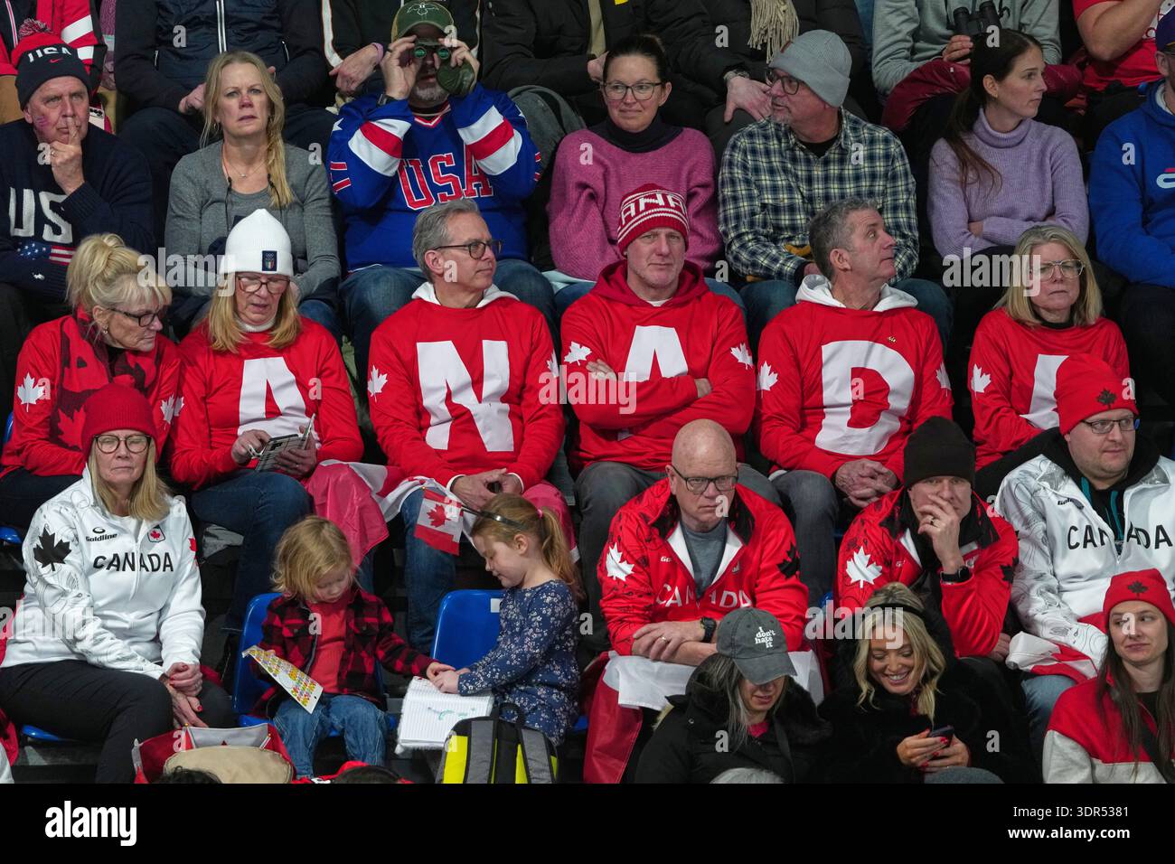 Canada fans watch the women's curling round robin session against ...
