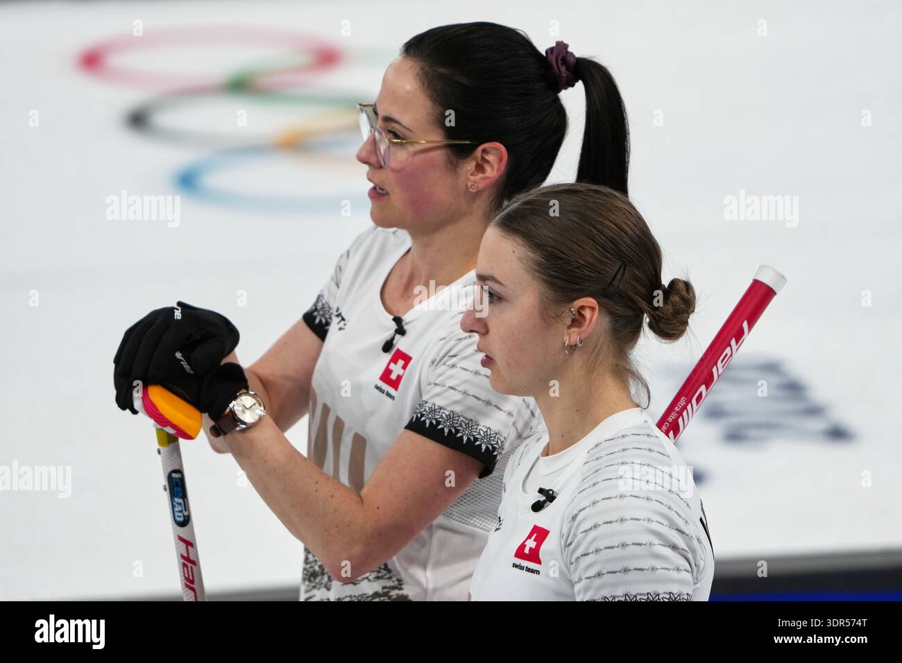 Switzerland's Selina Witschonke, and Carole Howald speak during the ...