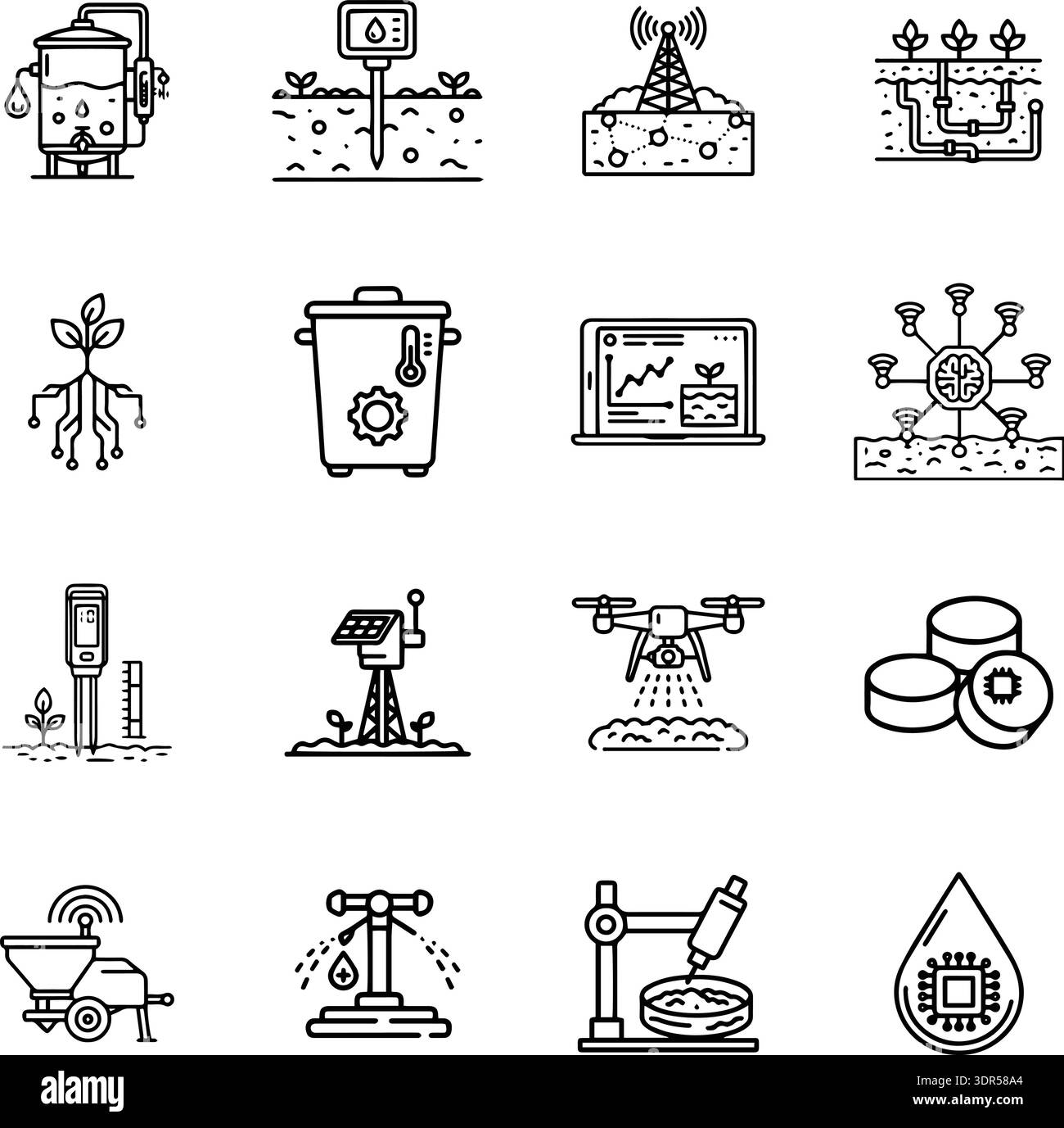 Health management line icons Black and White Stock Photos & Images - Alamy