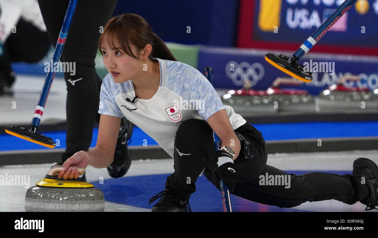 Japan's Mina Kobayashi in action during the women's curling round robin ...