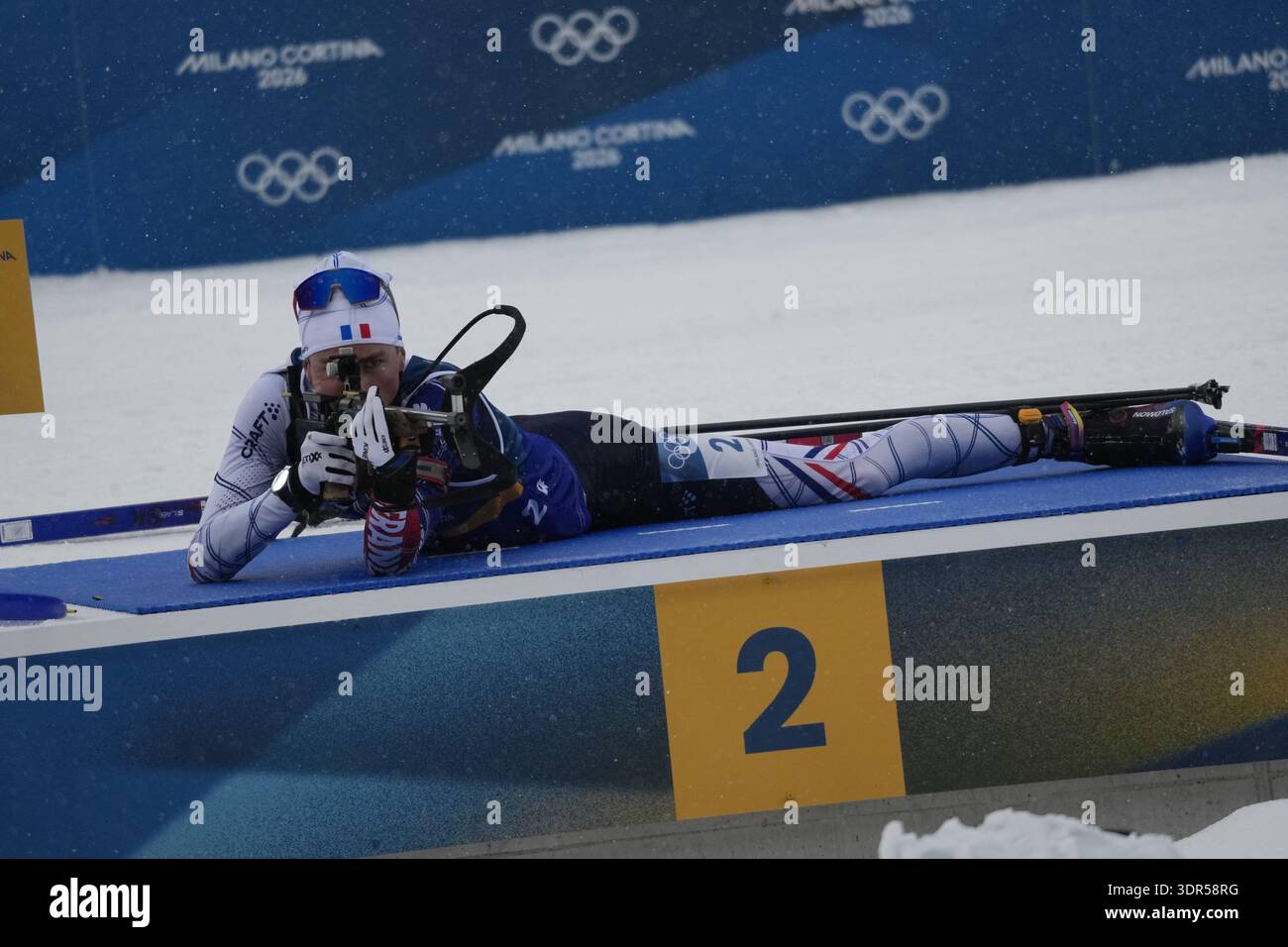 Eric Perrot of France competes during the Biathlon Men's 4 x 7.5km ...