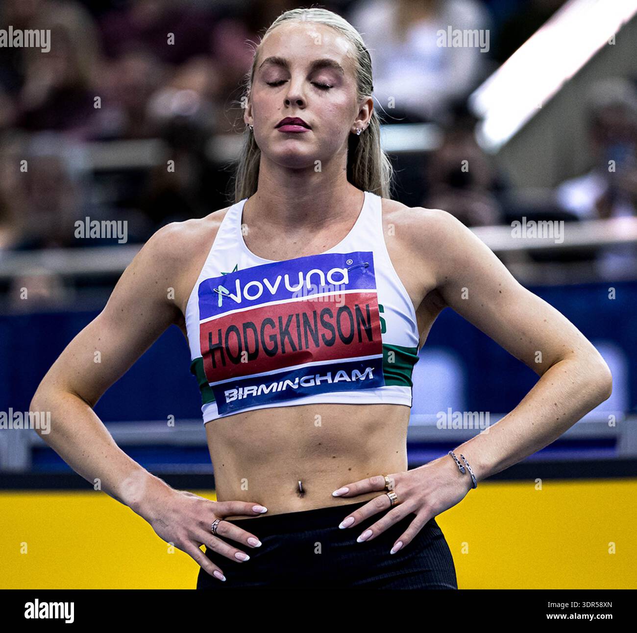 Birmingham, UK. 16th Feb, 2026. Keely Hodgkinson competes in the Women ...