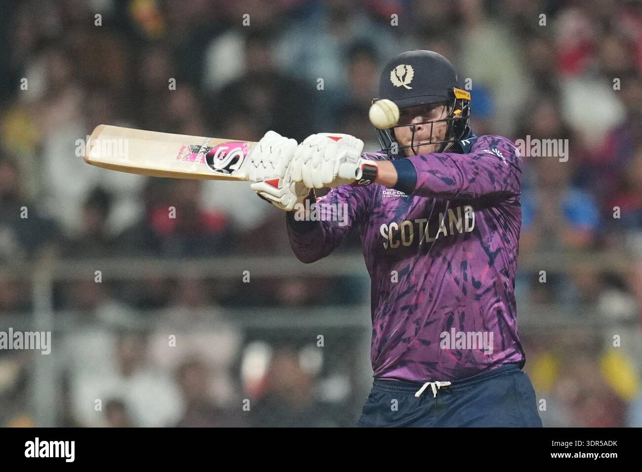 Scotland's Michael Leask plays a shot during the T20 World Cup cricket ...