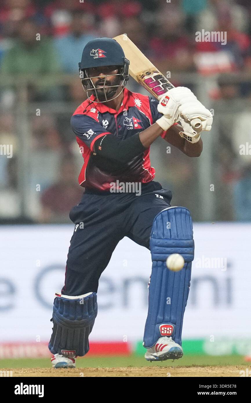 Nepal's Aasif Sheikh plays a shot during the T20 World Cup cricket ...
