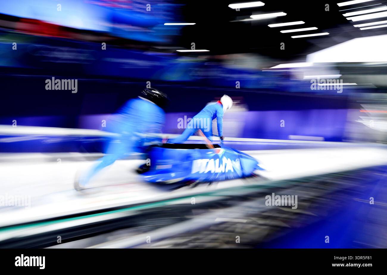 Italy pilot Giada Andreutti during the 2-woman Bobsleigh training at ...
