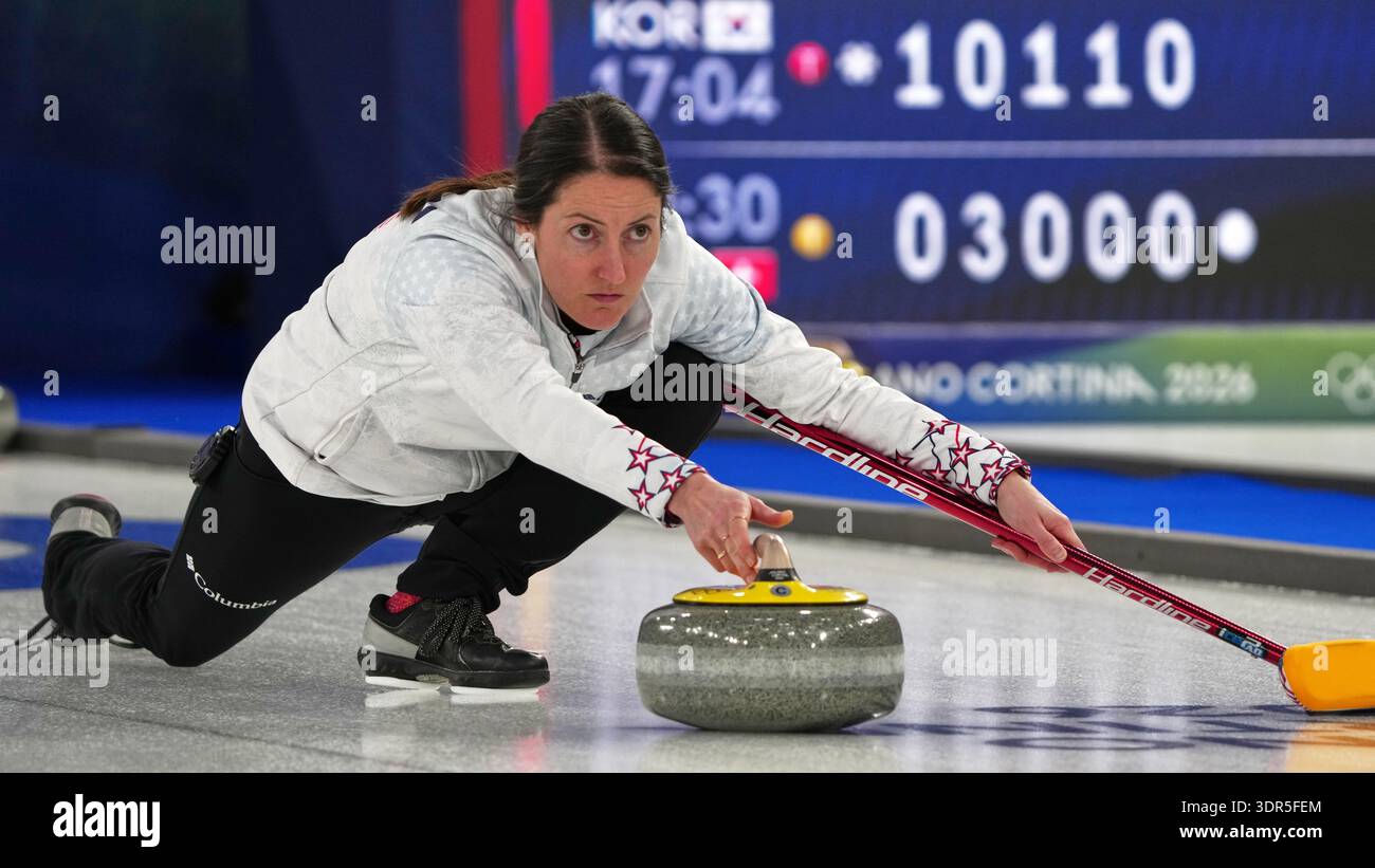 United States' Tabitha Peterson in action during the women's curling ...