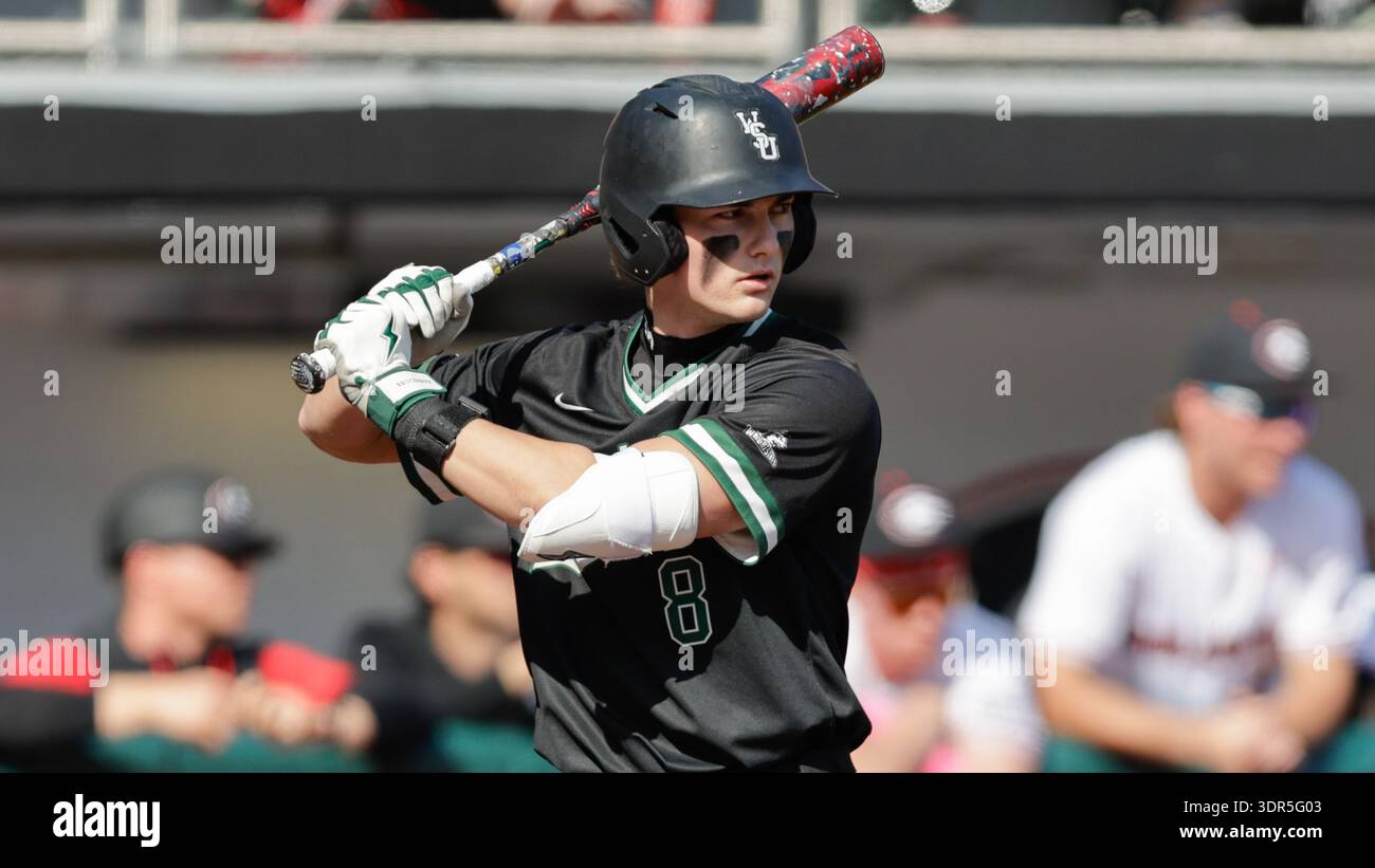 Wright State's JP Peltier (8) at bat during an NCAA baseball game ...