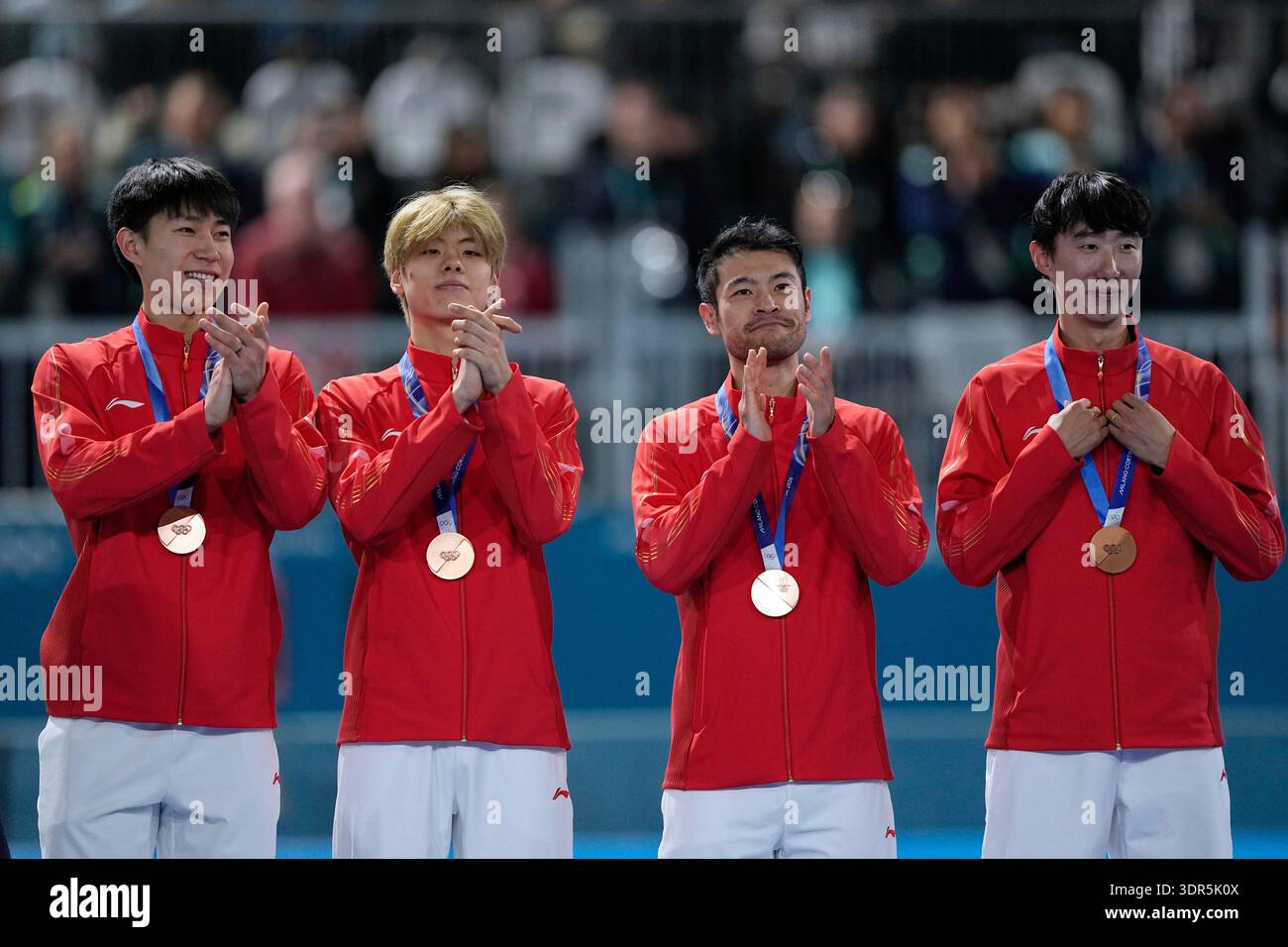 Team China with Liu Hanbin, Wu Yu, Li Wenhao, Ning Zhongyan, celebrate ...
