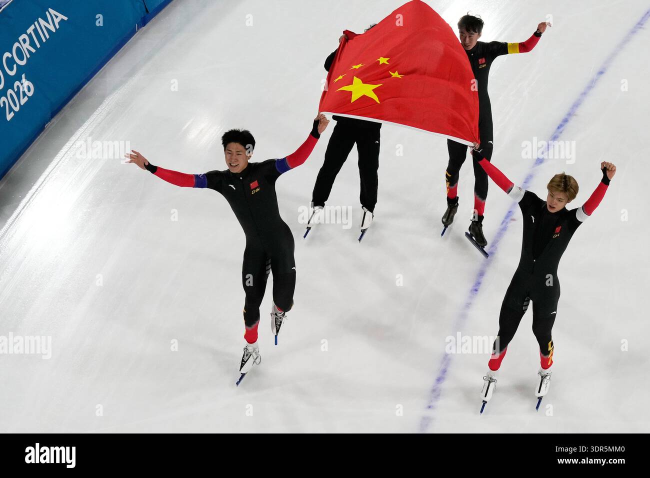 China's Wu yu, back, Li Wenhao, left, and Liu Hanbin celebrate their ...