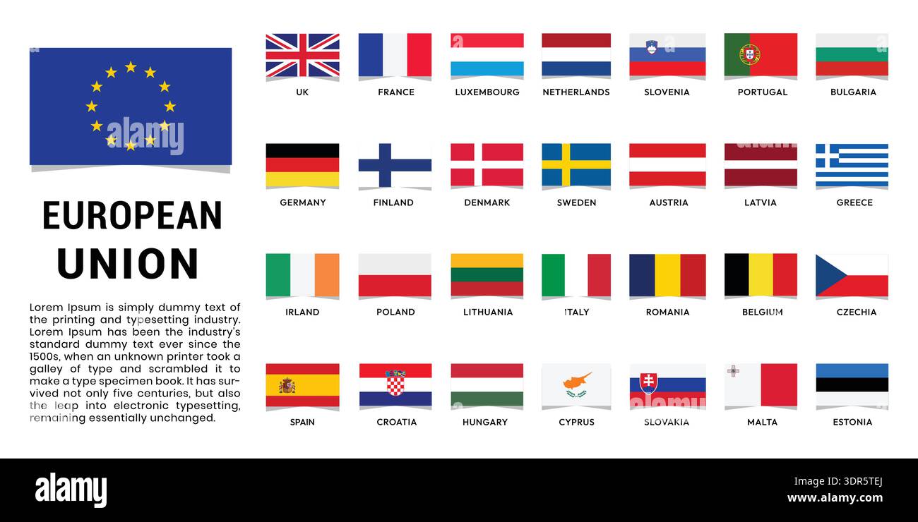 Eu political map flags Stock Vector Images - Alamy