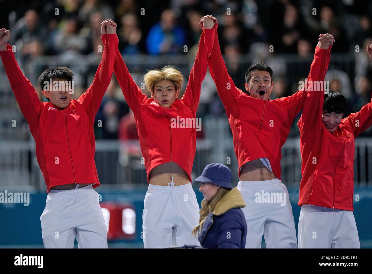Team China with Liu Hanbin, Wu Yu, Li Wenhao, Ning Zhongyan, celebrate ...