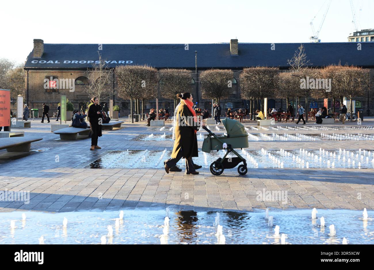 Winter sunshine on vibrant Granary Square at Kings Cross, January 2026 ...