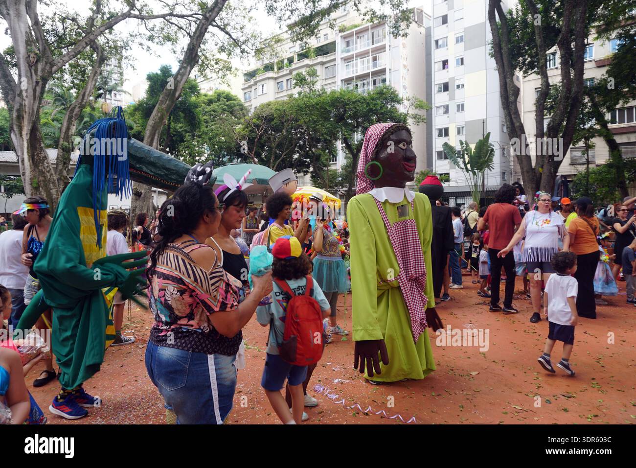 Revelers have fun at the carnival street party in Sao Paulo, Brazil, on ...