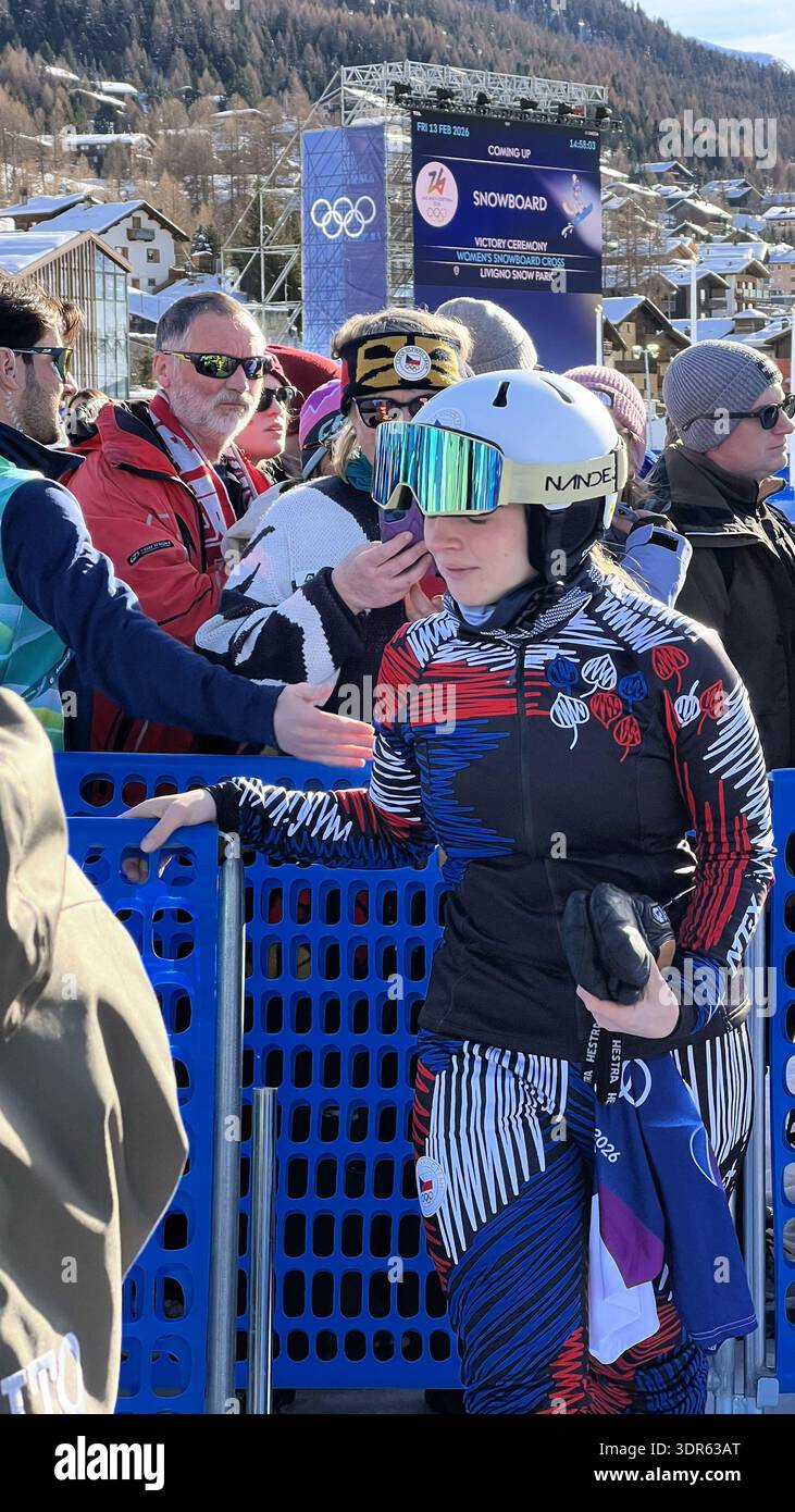 Livigno, Italy - February 15, 2026: Snowboard athlete meets fans after ...