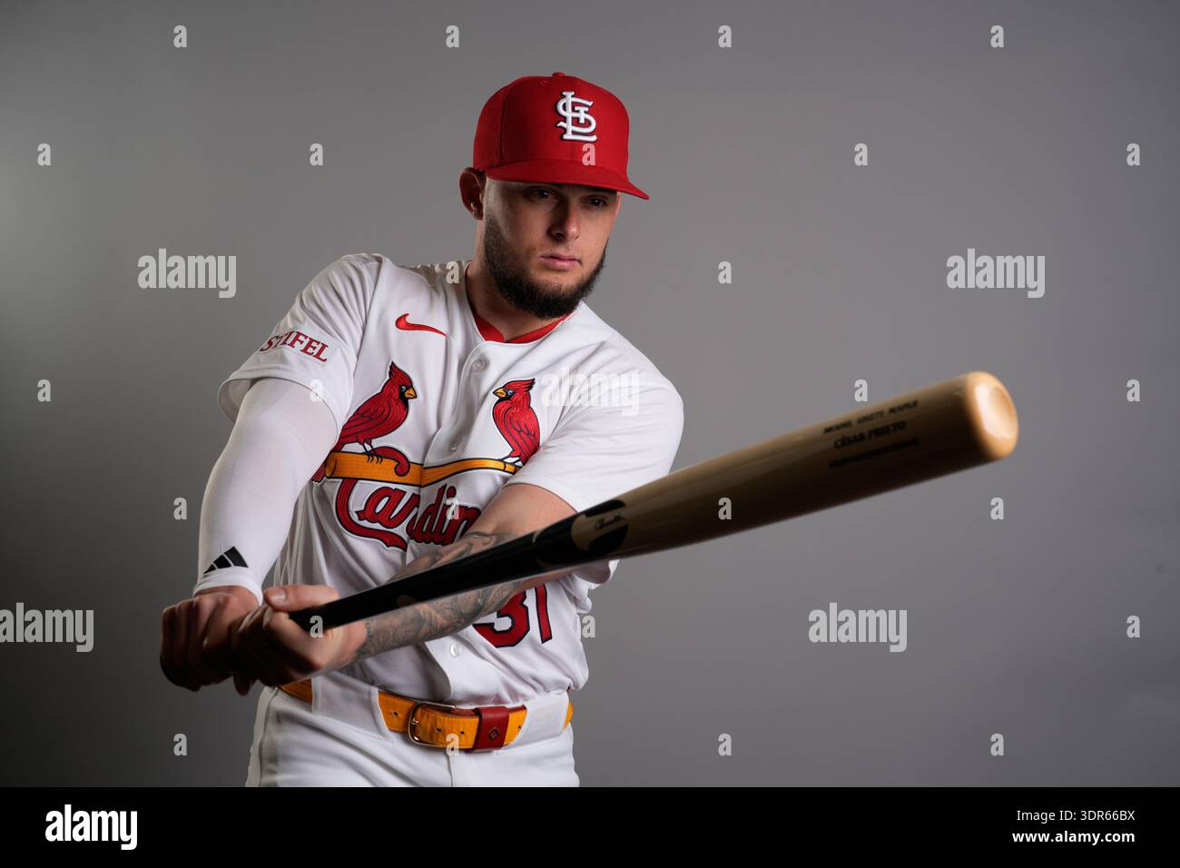 This is a 2026 photo of César Prieto of the St. Louis Cardinals ...