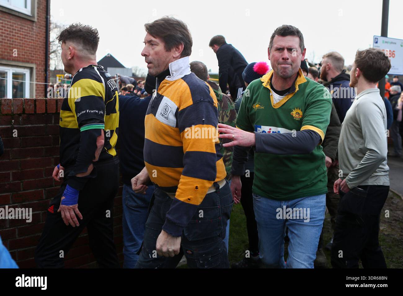 Ashbourne, United Kingdom. Players wrestle for possession during the ...