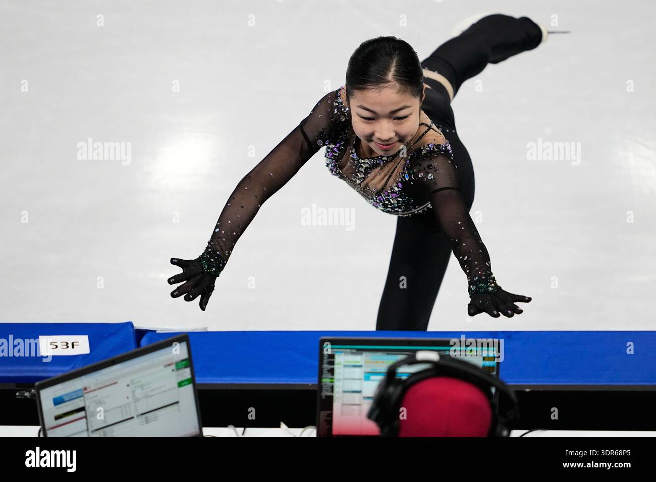 Zhang Ruiyang of China competes during the women's short program figure ...