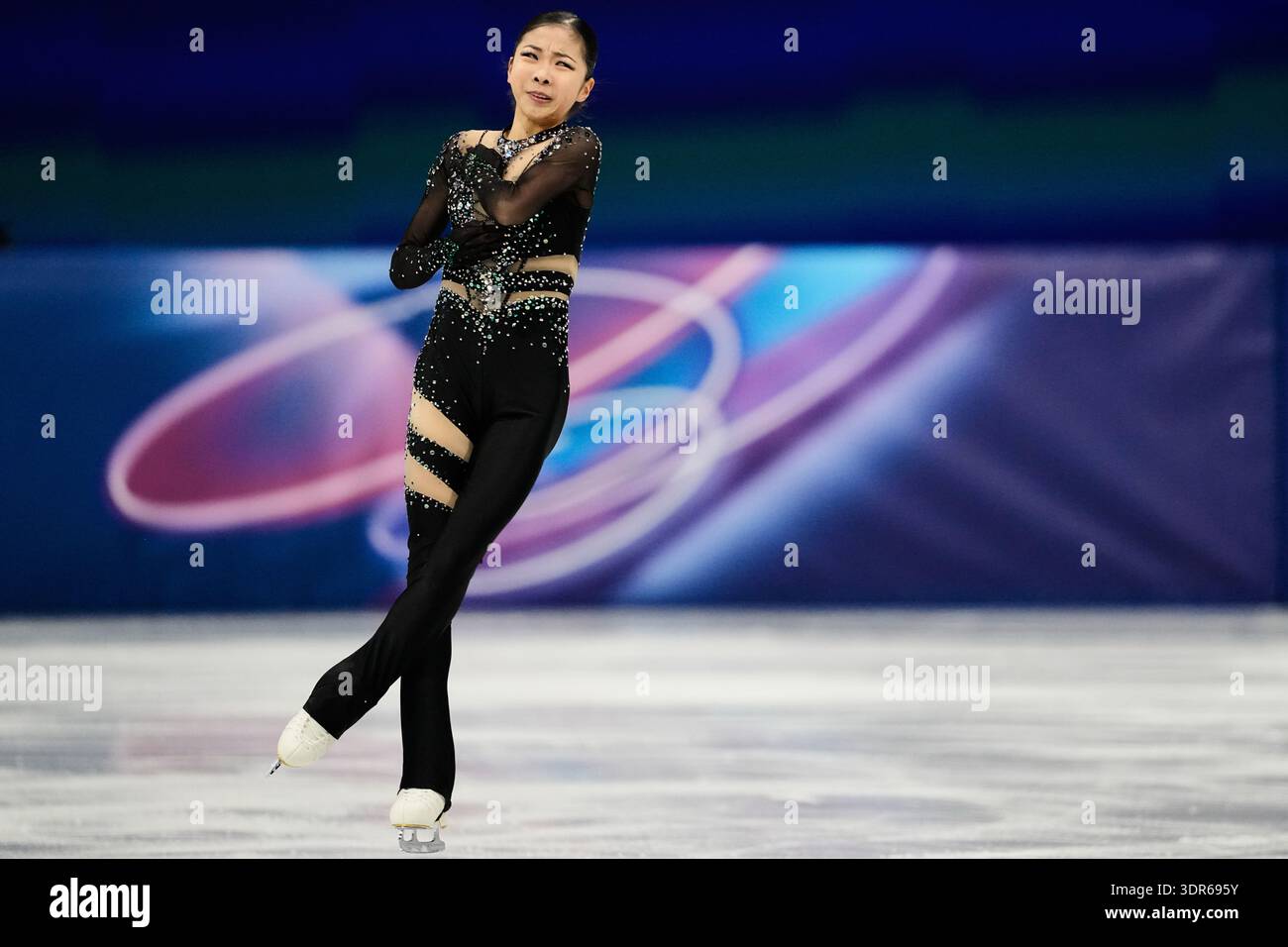 Zhang Ruiyang of China competes during the women's short program figure ...