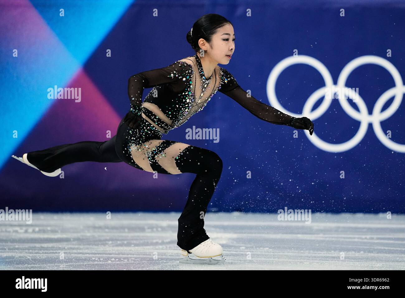 Zhang Ruiyang of China competes during the women's short program figure ...