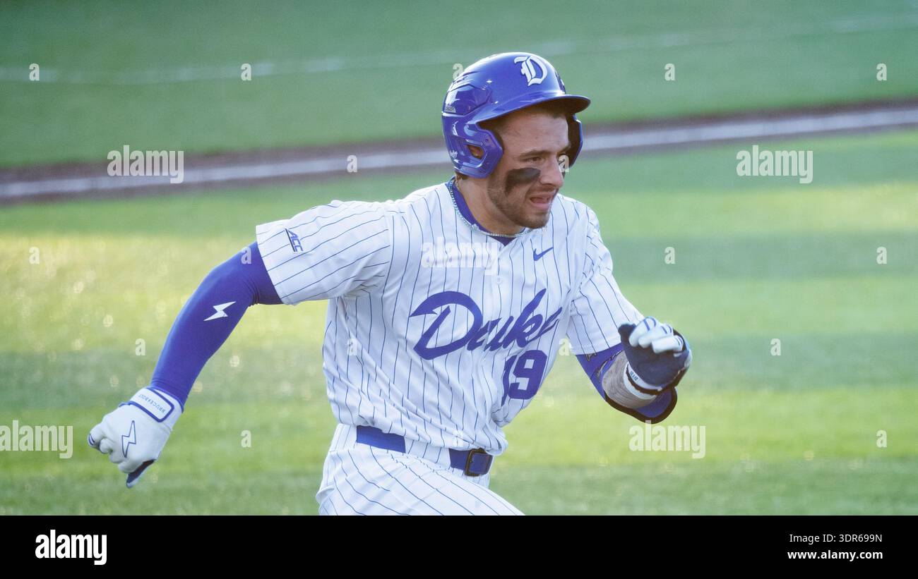 Duke's Michael DiMartini (19) runs to first base during an NCAA ...