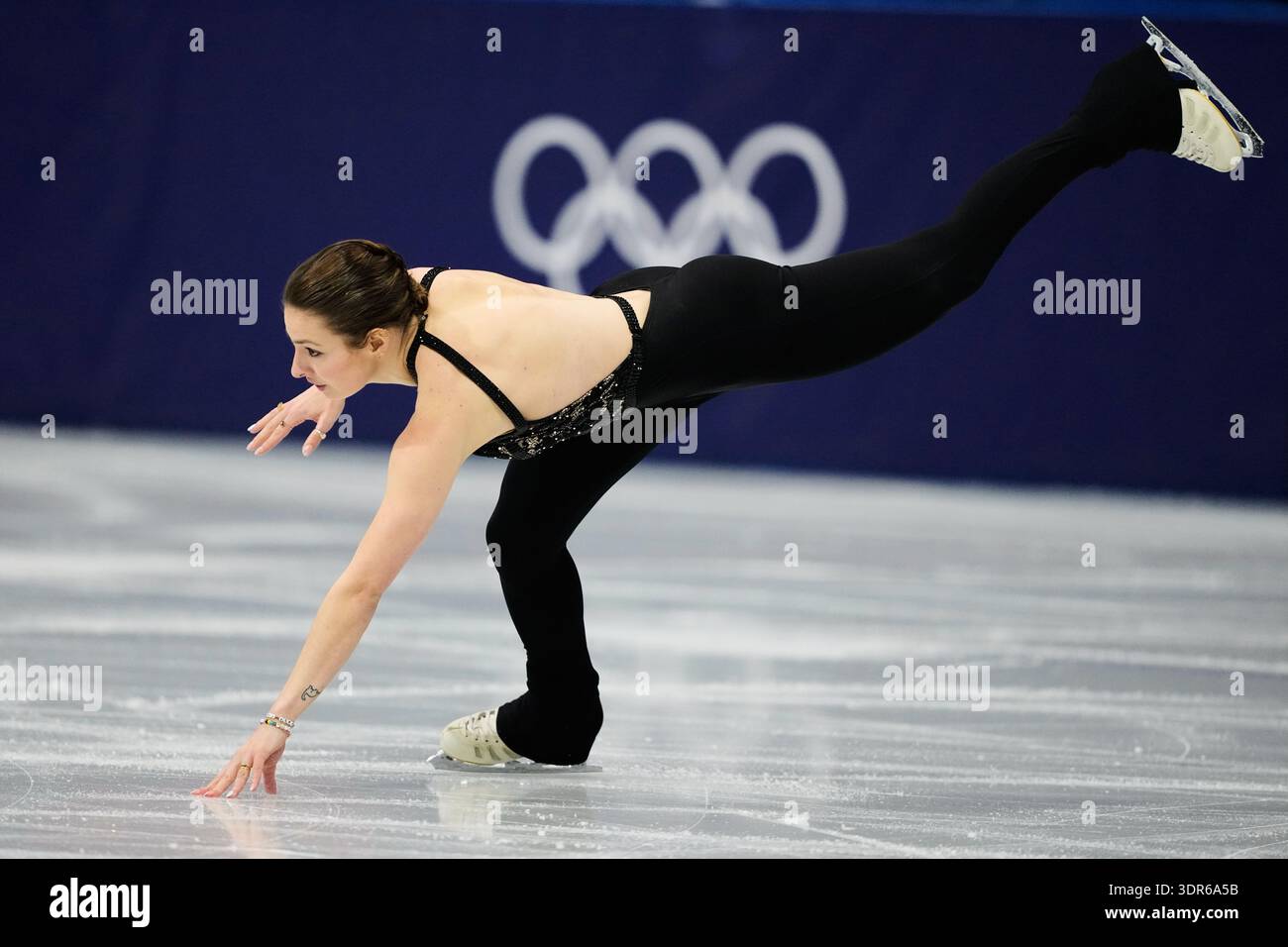 Kristen Spours of Britain stumbles during the women's short program ...