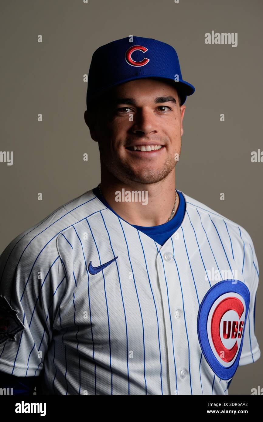 Chicago Cubs' Matt Shaw is seen Tuesday, Feb. 17, 2026, in Mesa, Ariz ...
