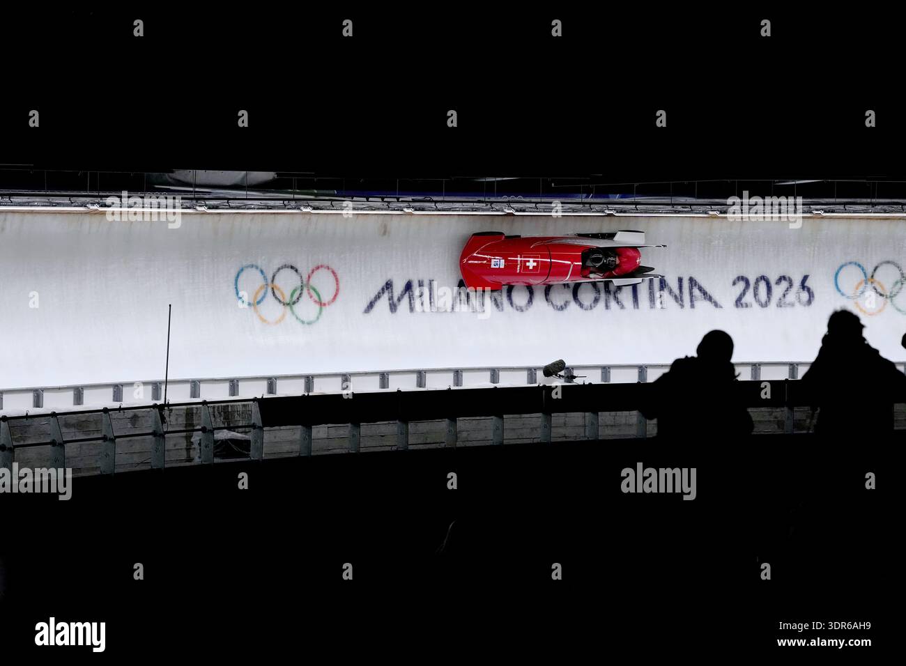 Switzerland's Timo Rohner and Tim Annen slide down the track during a ...