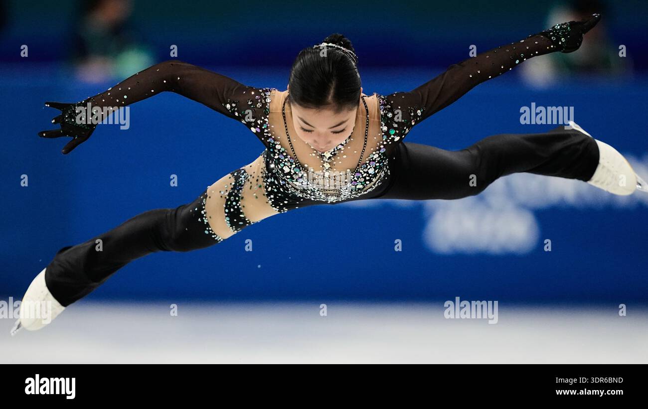 Zhang Ruiyang of China competes during the women's short program figure ...