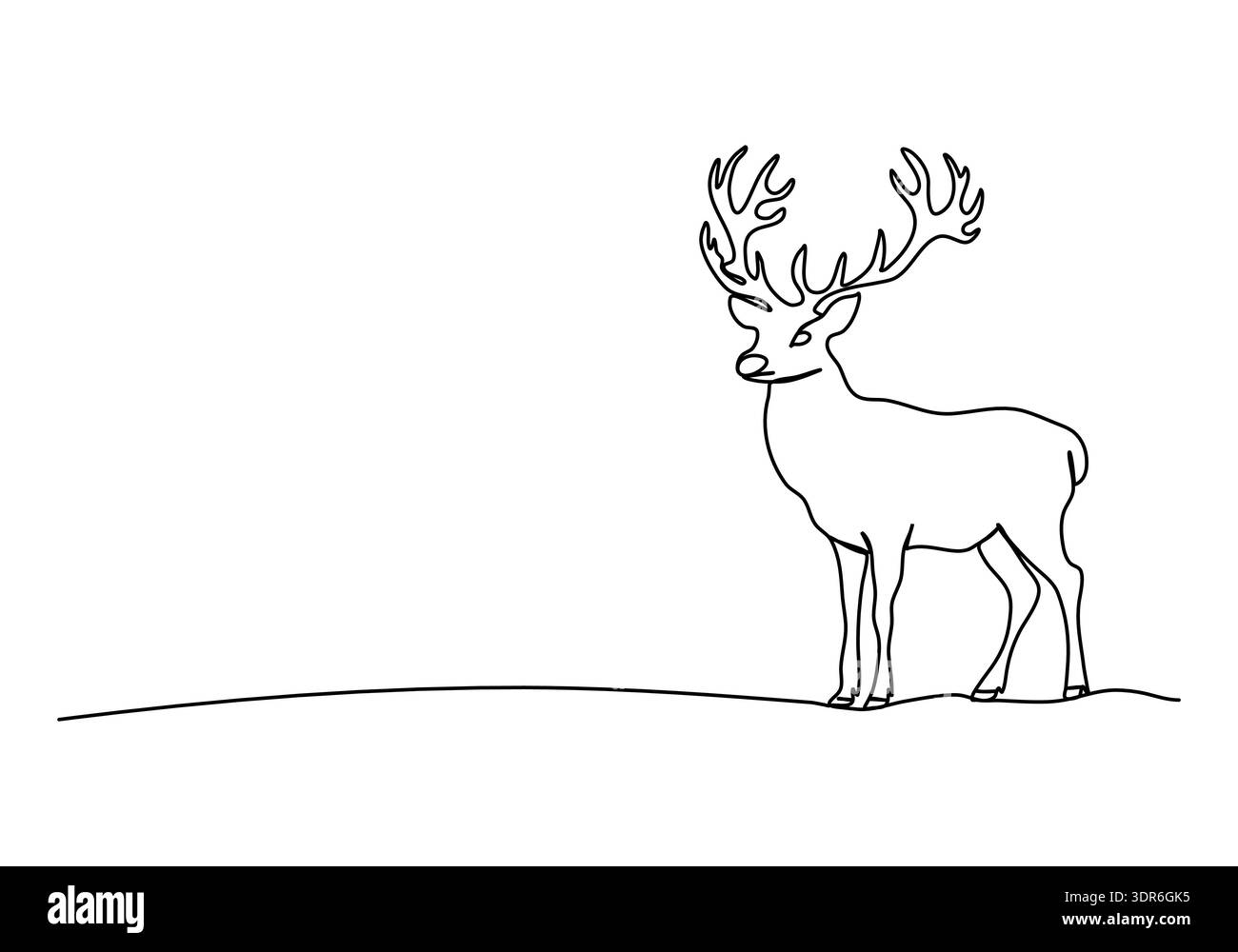 Deer one line drawing hi-res stock photography and images - Alamy