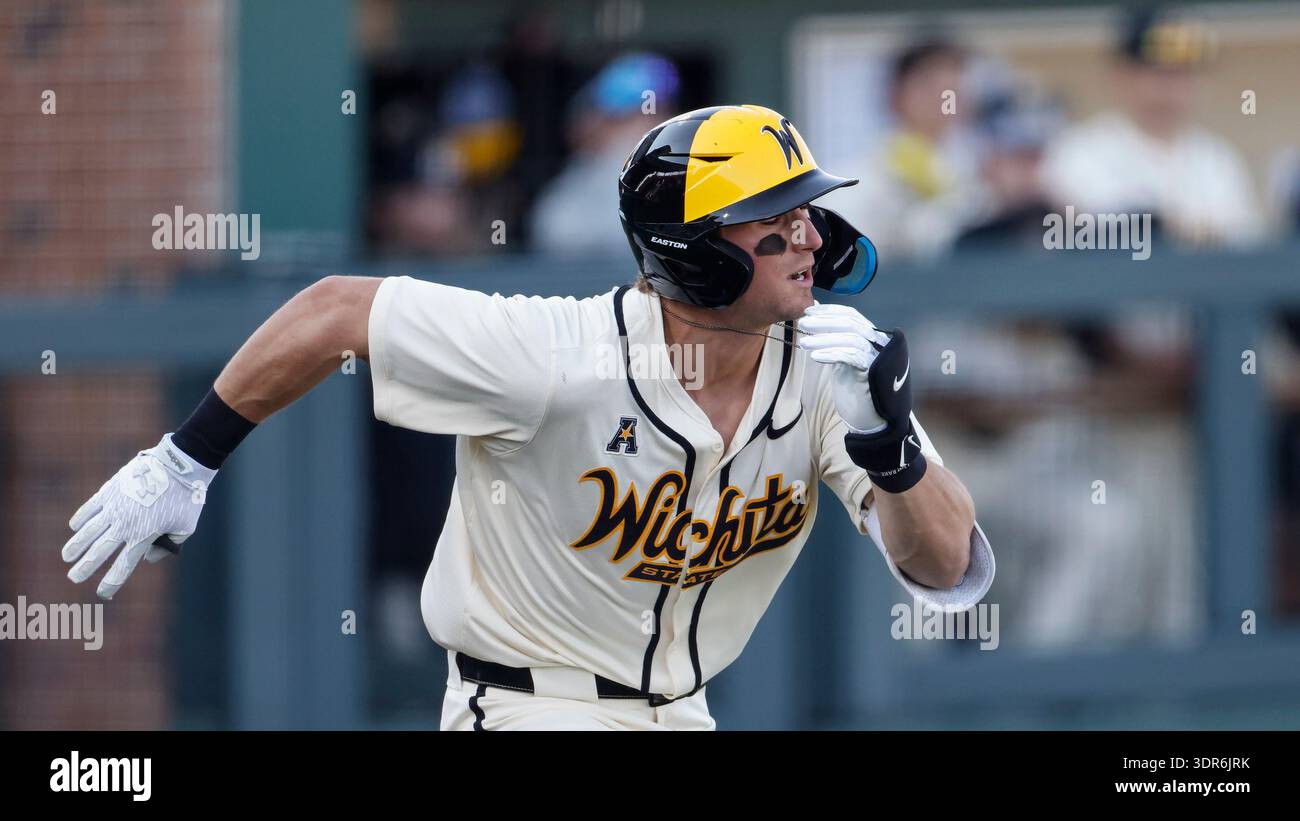 Wichita State's Drew Bugner (13) during an NCAA college baseball game on Sunday, Feb. 15, 2026 ...