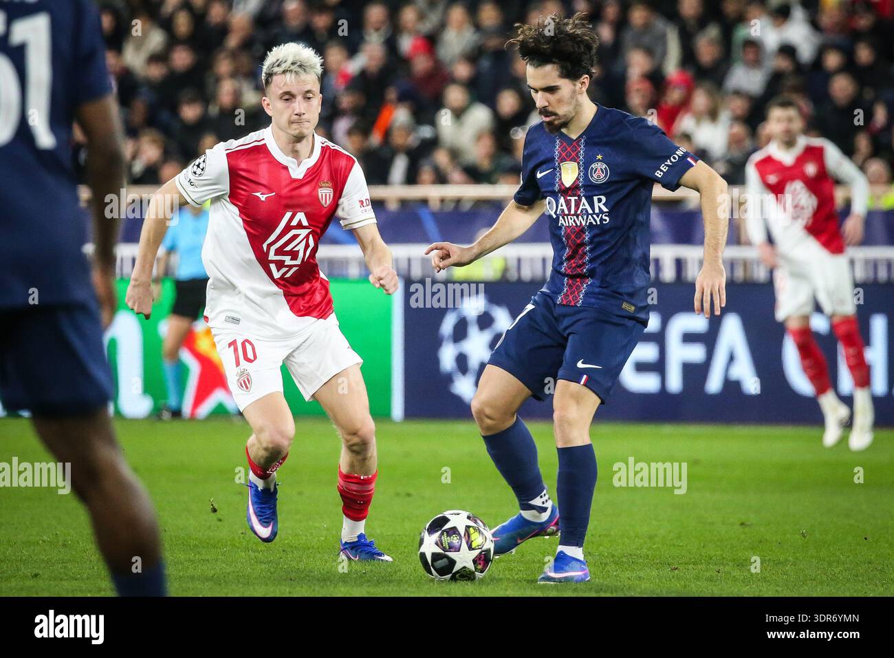 Aleksandr GOLOVIN of Monaco and Vitor MACHADO FERREIRA (Vitinha) of PSG ...