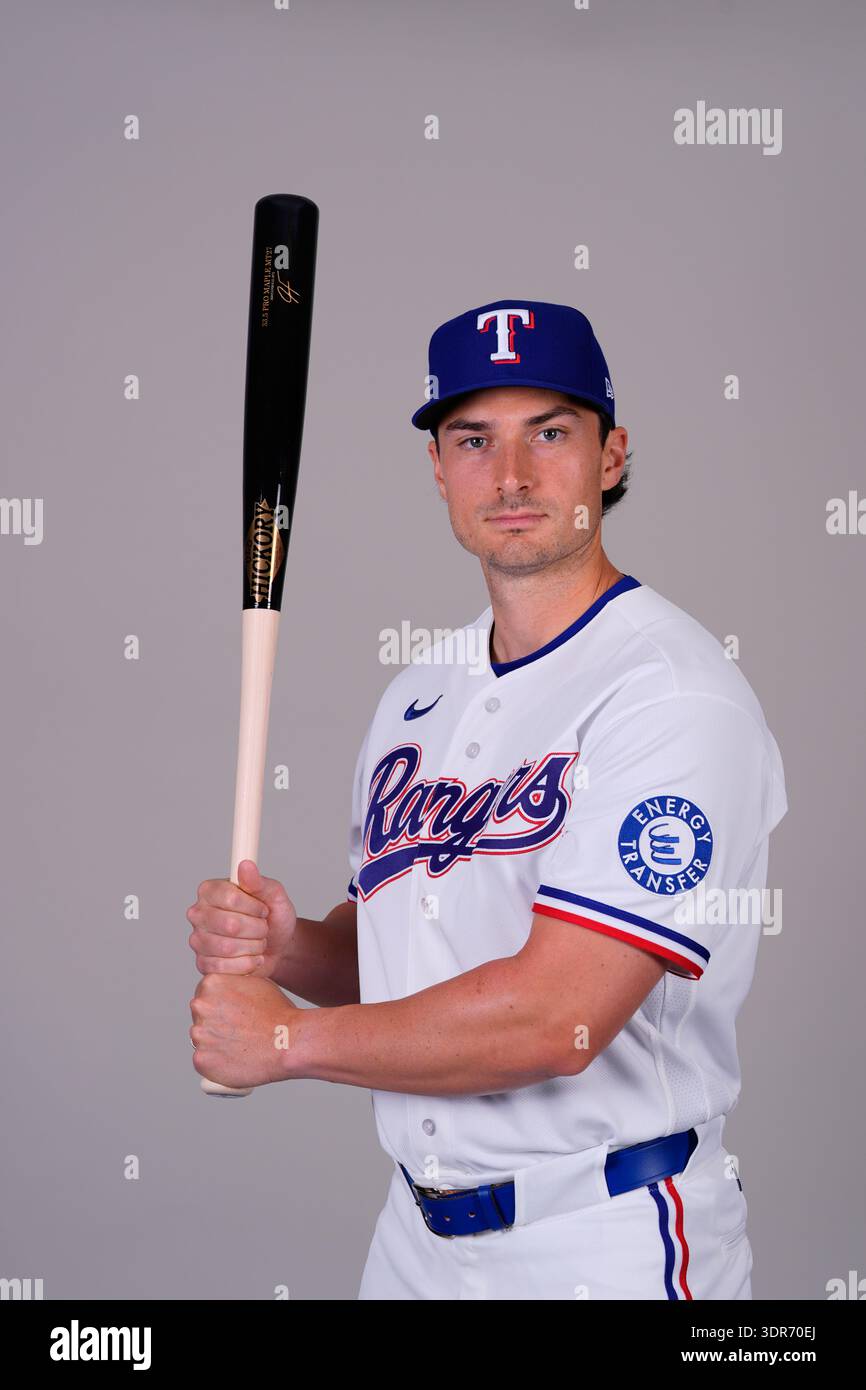This is a 2026 photo of Justin Foscue of the Texas Rangers baseball ...