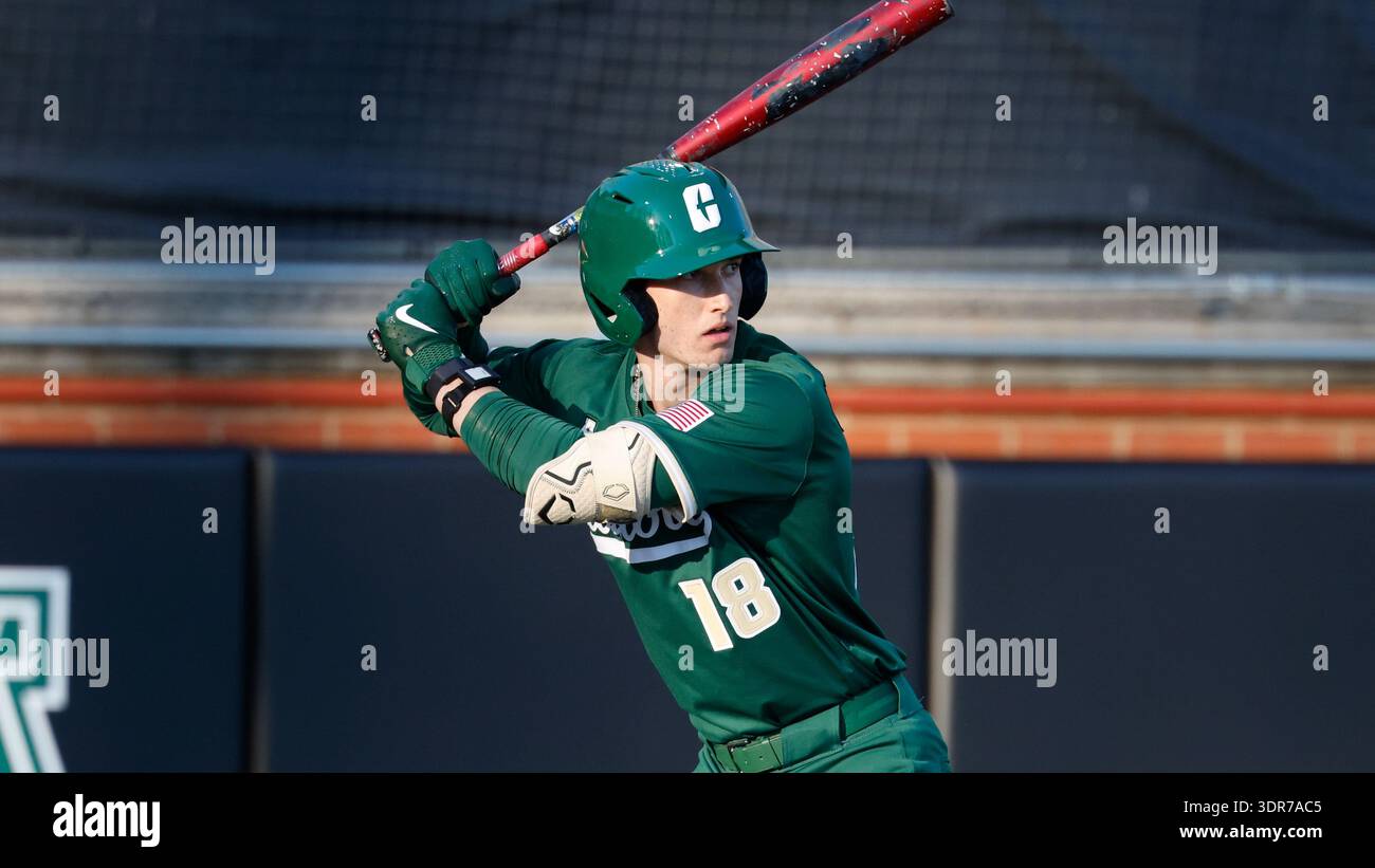 Charlotte's Dawson Bryce bats during an NCAA baseball game against San ...