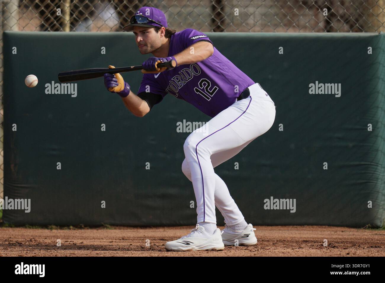 Colorado Rockies' Kyle Karros works out during spring training baseball ...