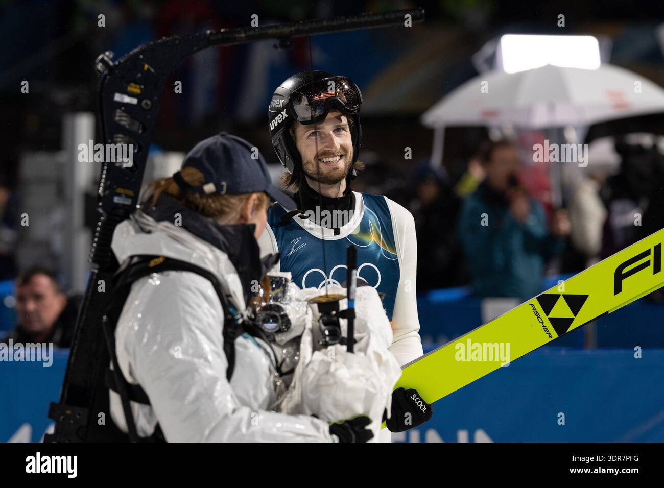 Kevin Bickner ( USA ) competes in the Men's Large Hill Individual ski ...