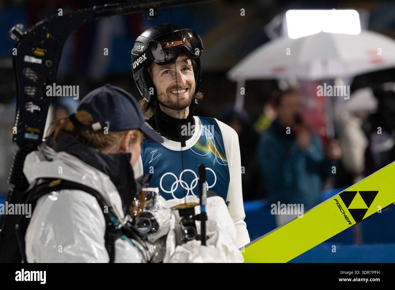 Kevin Bickner ( USA ) competes in the Men's Large Hill Individual ski ...