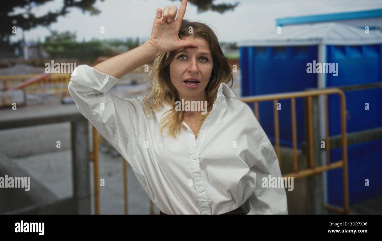 Woman forms sign forehead hi-res stock photography and images - Alamy