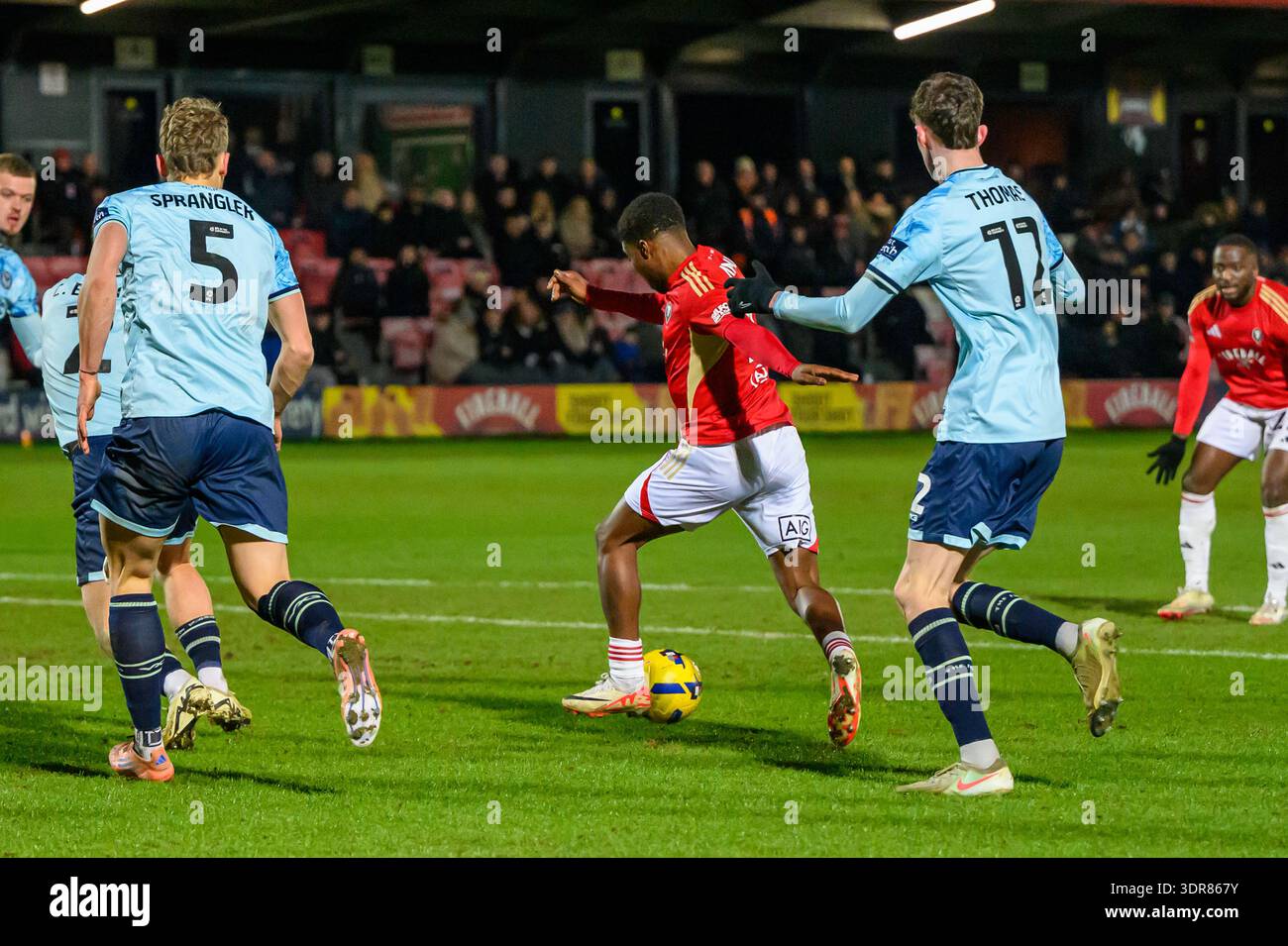 Kelly Nmai of Salford City FC trues a shot on goal during the Sky Bet ...