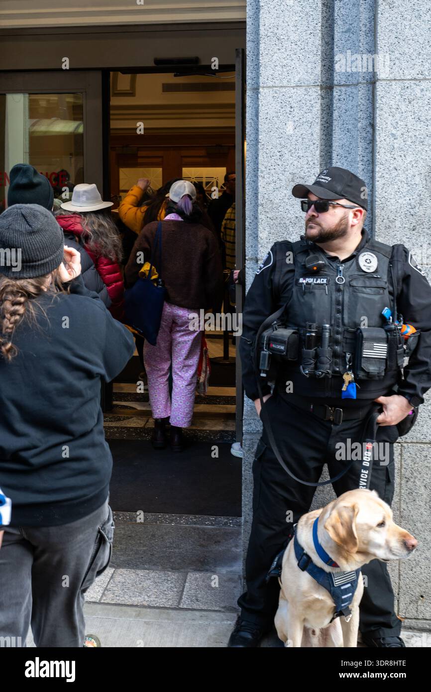 Seattle, USA. 17th Feb 2026. Protestors march to the King County ...