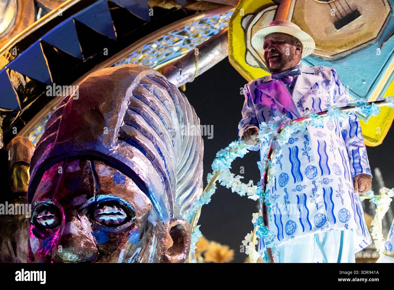 Singer Martinho da Vila parades on a float with the Vila Isabel samba ...