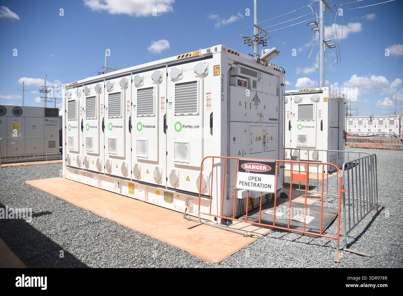 A general view of Fortescue's North Star Junction solar farm battery ...