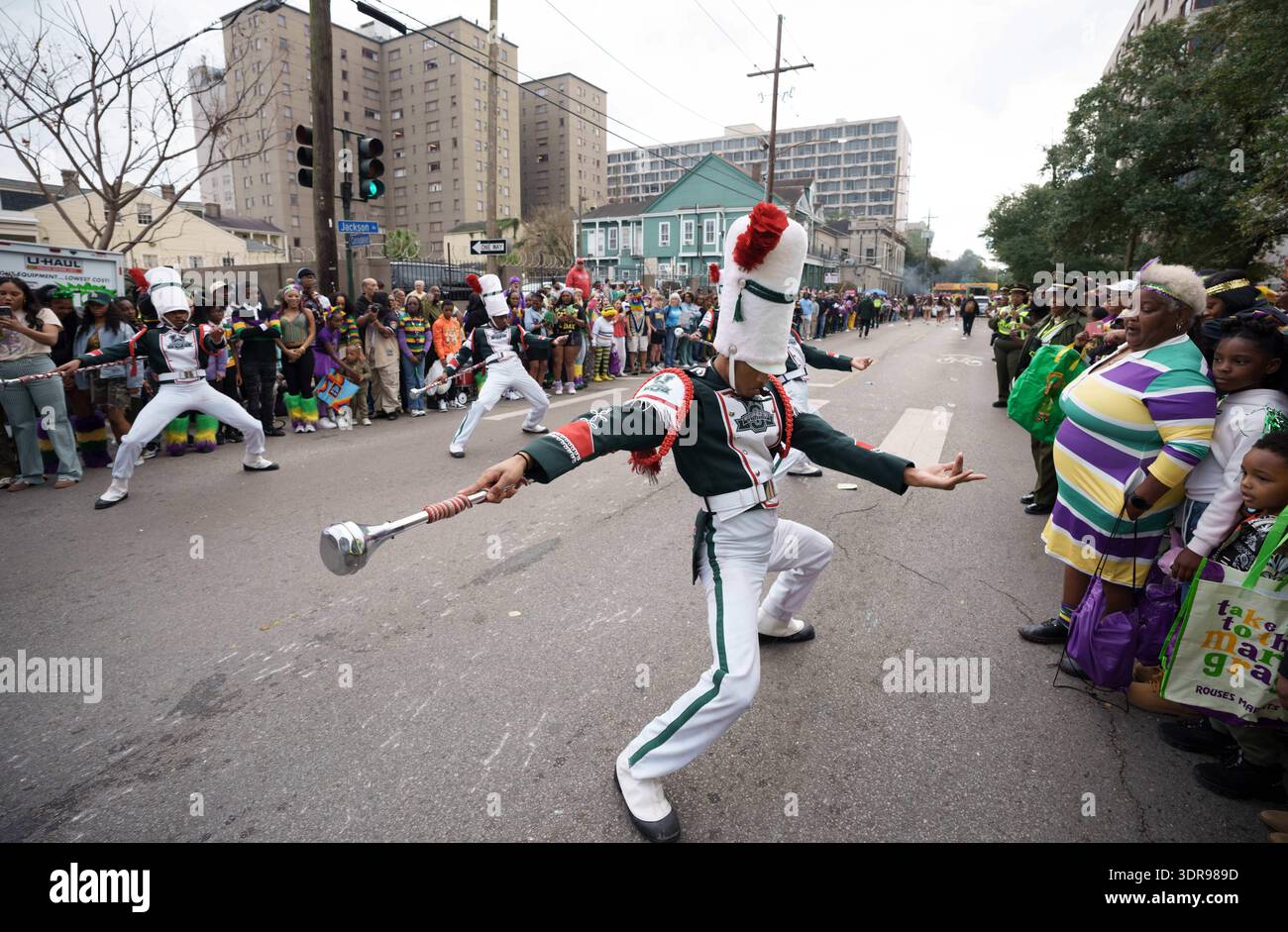 The Mississippi Valley State Marching band parades on Mardi Gras Day ...