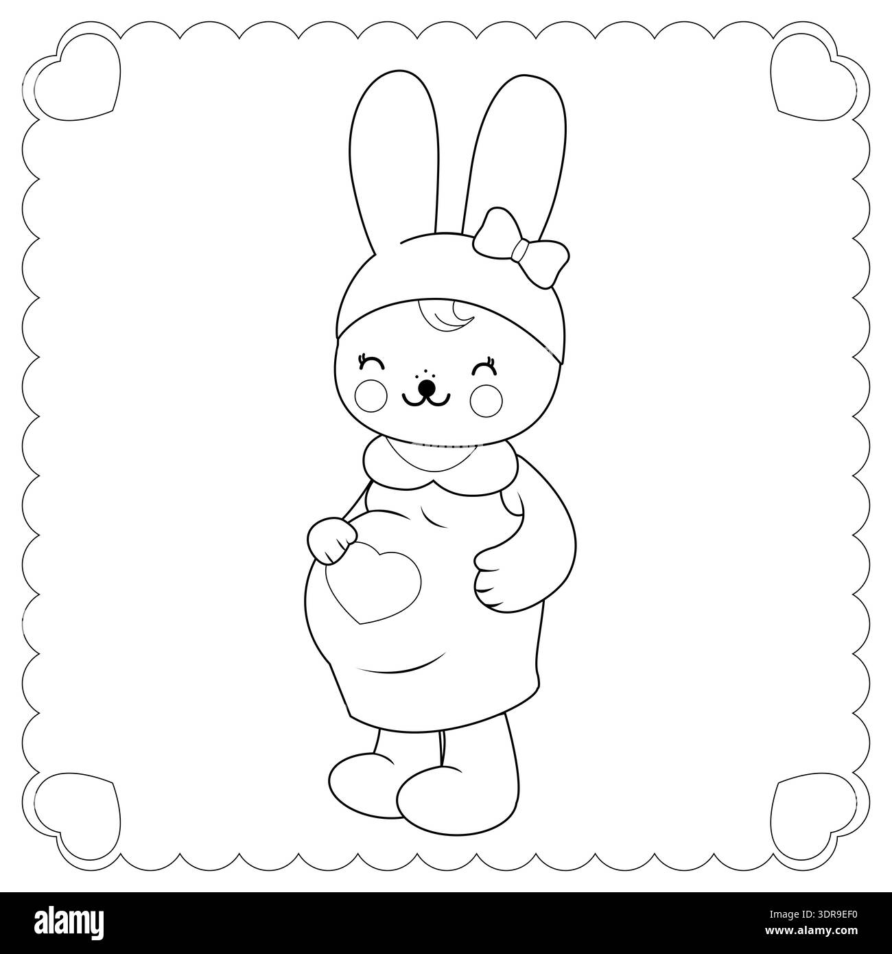 Cute pregnant bunny mom with big belly. Cartoon rabbit pregnant mother ...
