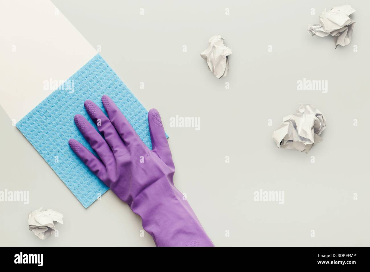 Cleaning process purple glove hi-res stock photography and images - Alamy